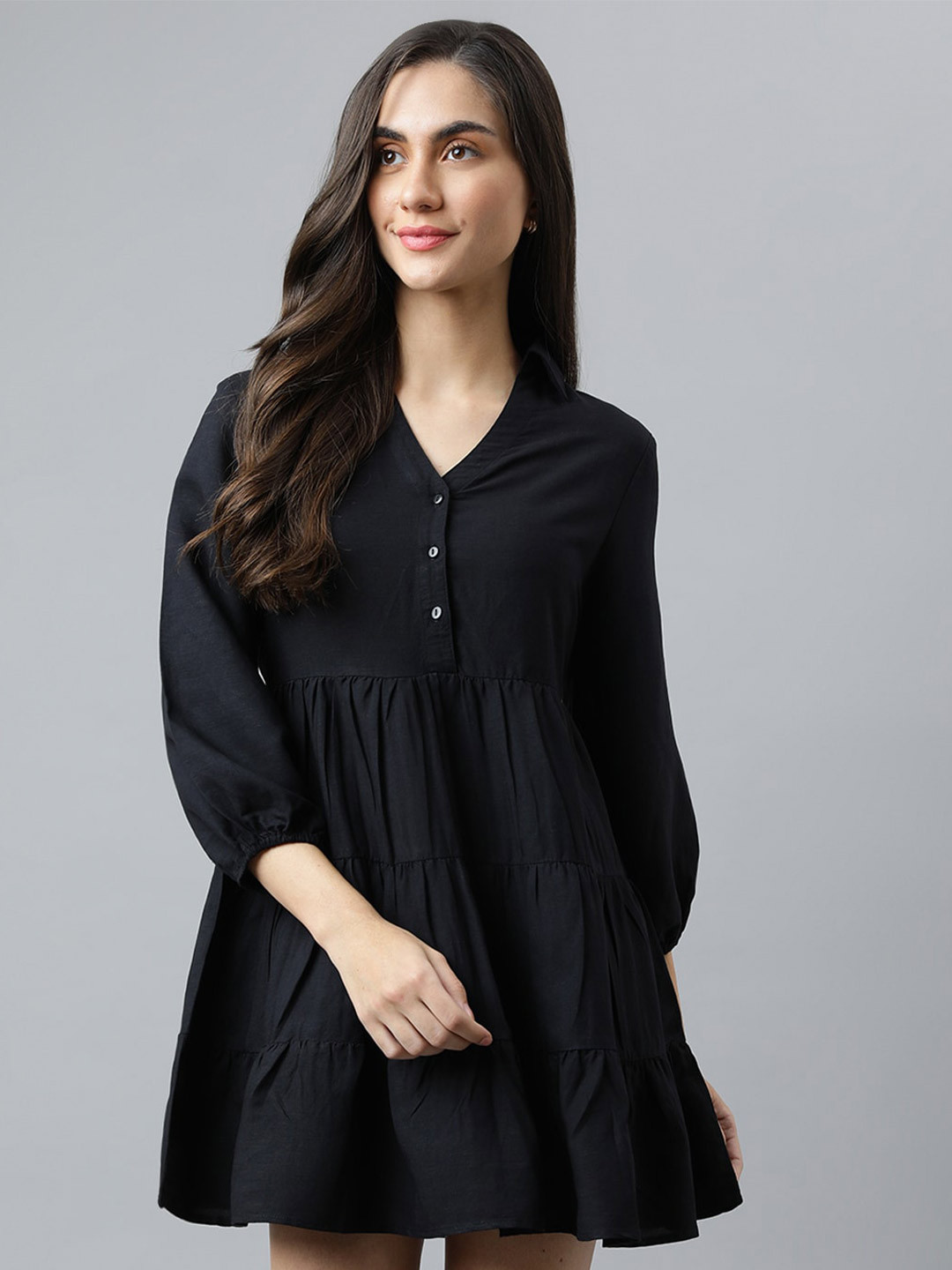 Buy Xpose Collared Neck Puff Sleeve Mini Dress - Dresses for Women ...