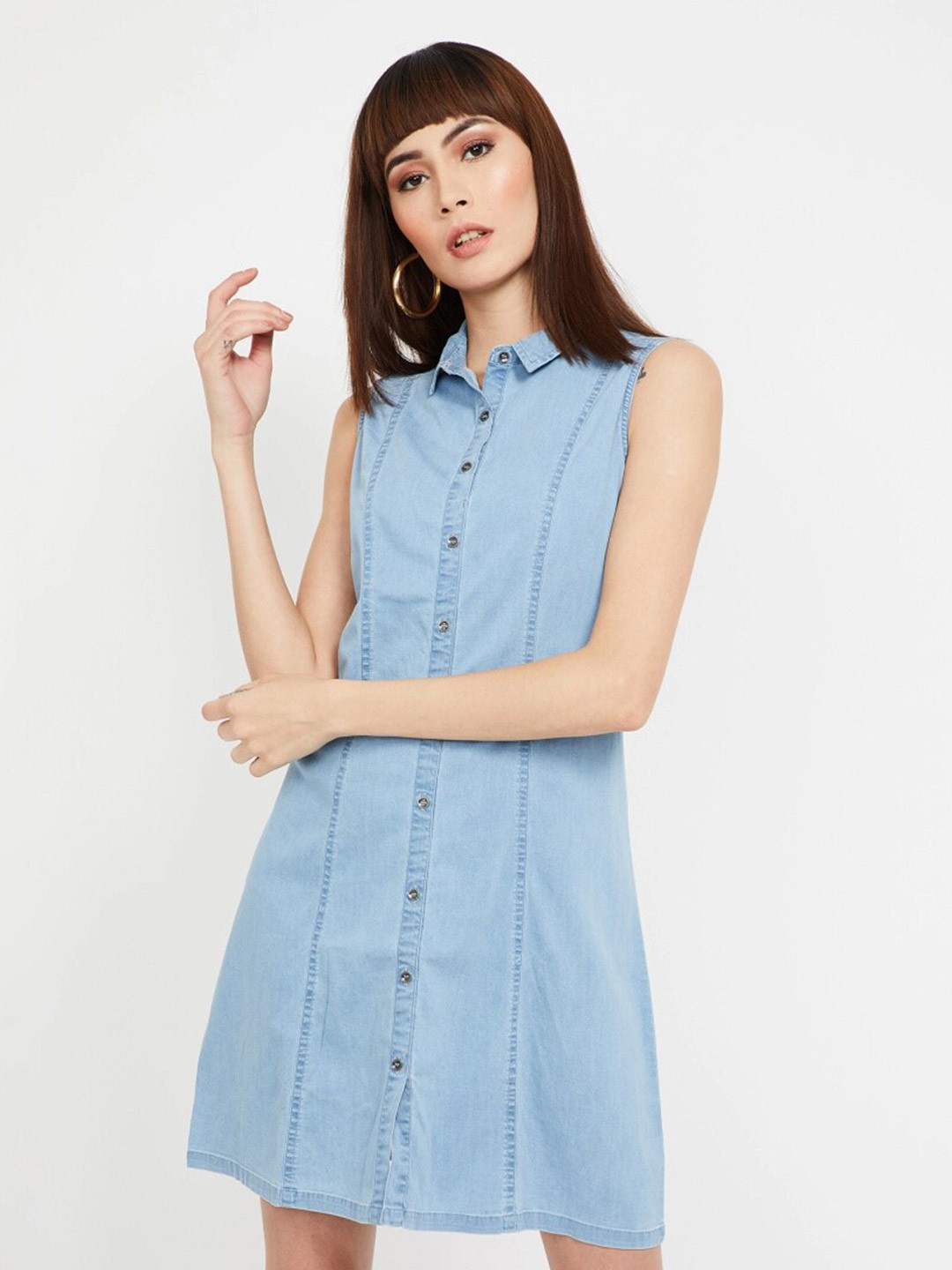 Buy Xpose Shirt Collar Denim Shirt Dress - Dresses for Women 22157674 ...