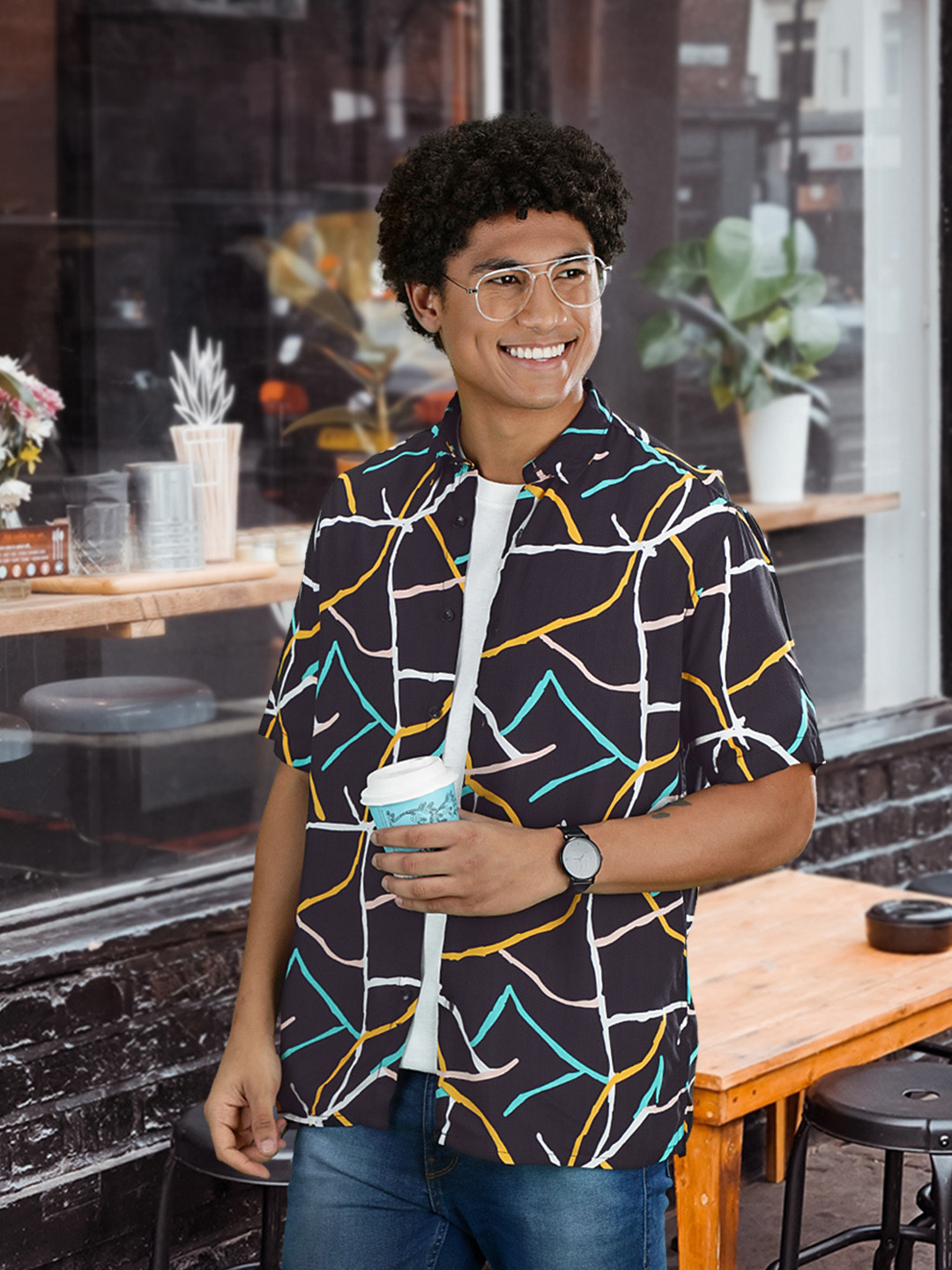 Buy Flying Machine Abstract Print Cotton Casual Shirt - Shirts for Men ...