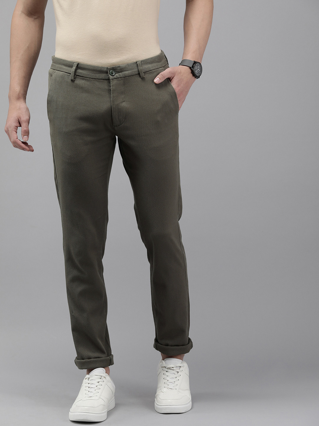 Buy Arrow Sport Men Slim Fit Straight Leg Low Rise Bronston Fit Chinos ...