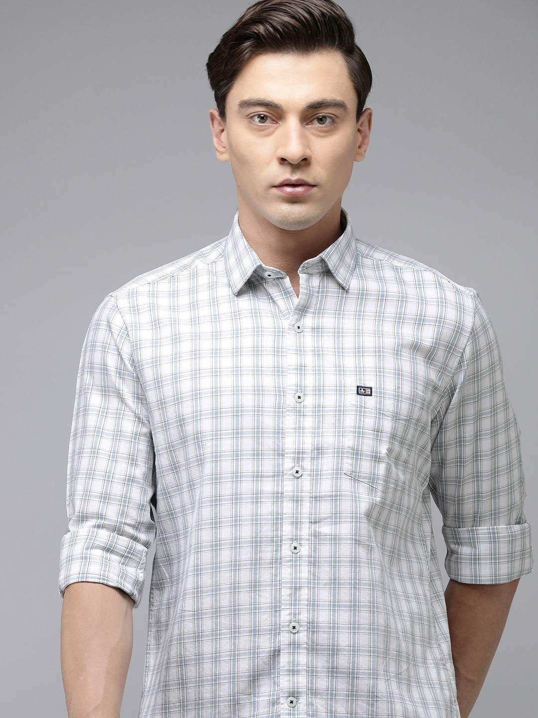 Buy Arrow Sport Pure Cotton Original Slim Fit Checked Casual Shirt ...