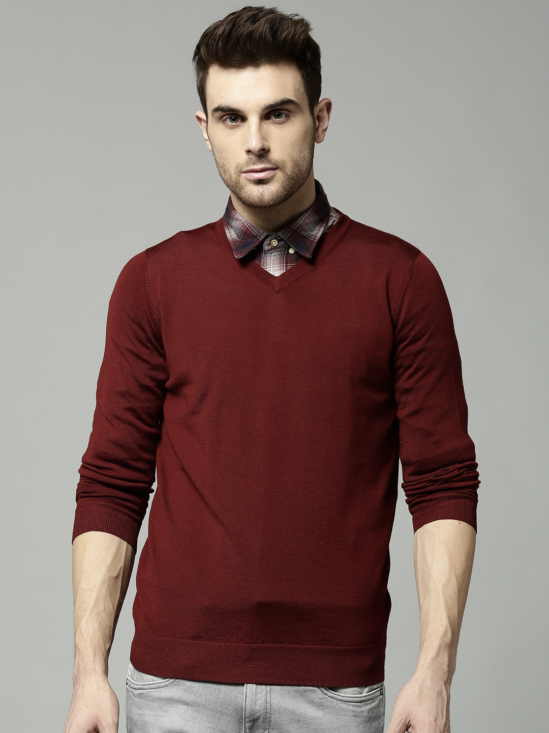 Buy Marks & Spencer Men Maroon Woollen Solid Sweater - Sweaters for Men ...
