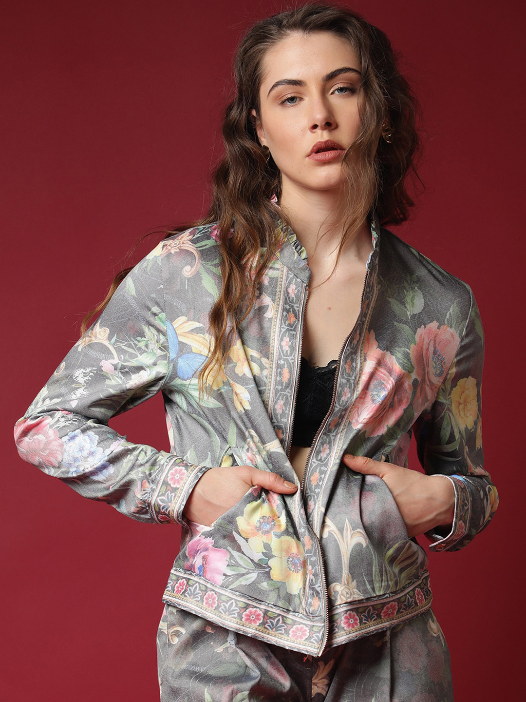 Buy RAREISM Women Floral Printed Open Front Jacket - Jackets for Women ...