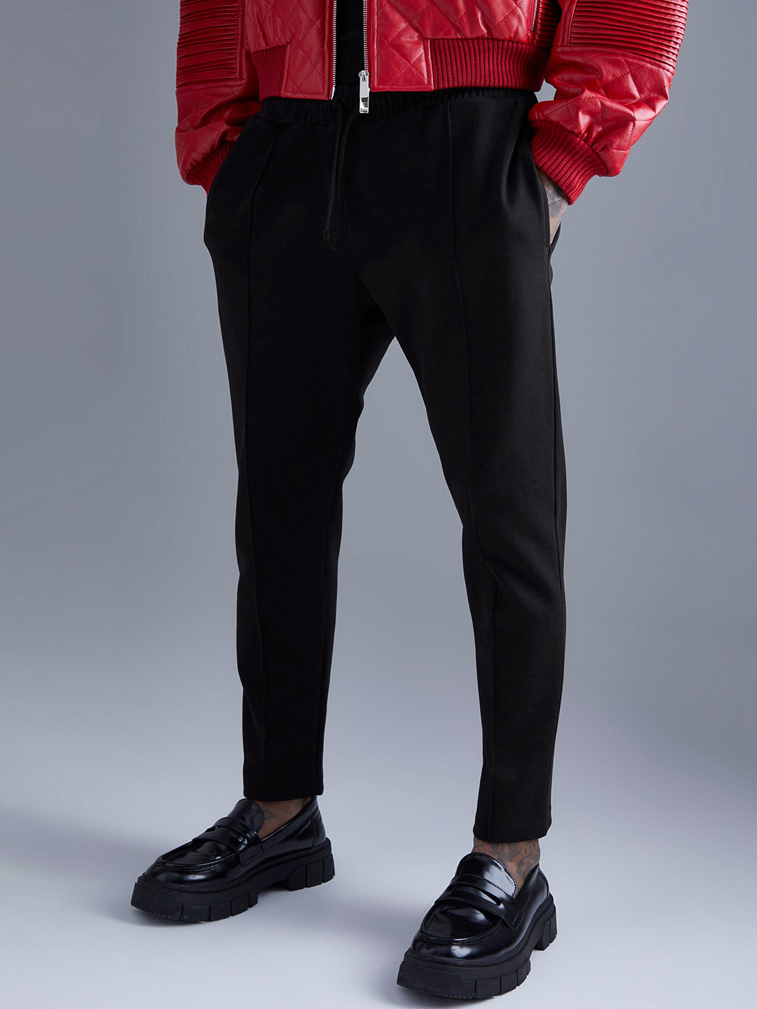 Buy BoohooMAN Pure Cotton Slim Tapered Fit Track Pants - Track Pants ...