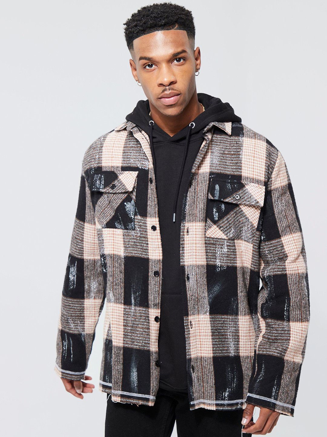 Buy BoohooMAN Buffalo Checked Flannel Shacket - Shackets for Men ...