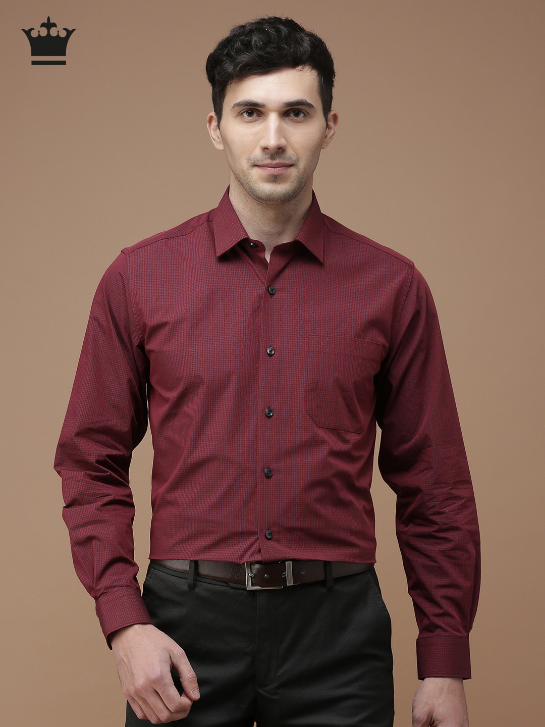 Buy Louis Philippe Men Red Milano Slim Fit Checked Formal Shirt ...