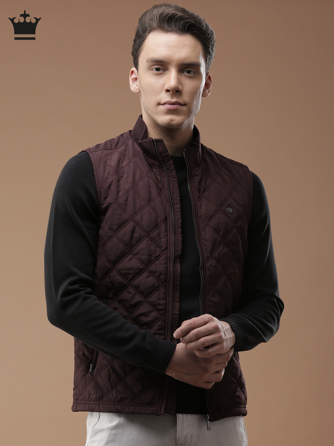 Buy Louis Philippe Men Burgundy Solid Quilted Jacket - Jackets for Men 2216911 | Myntra