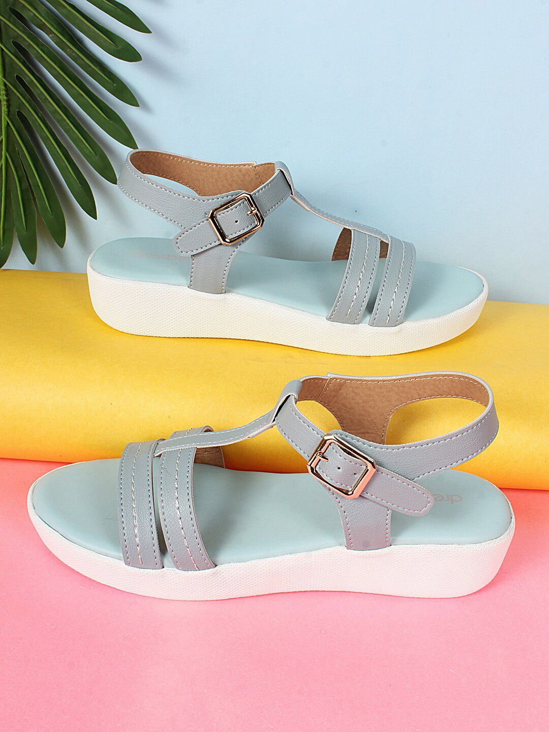 Buy DressBerry Women Blue Sandals - Flats for Women 22171706 | Myntra