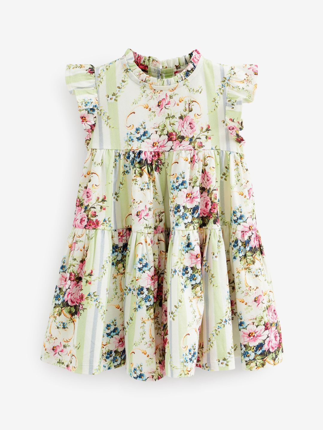 Buy NEXT Infant Girls Pure Cotton Floral Print A Line Tiered Dress ...