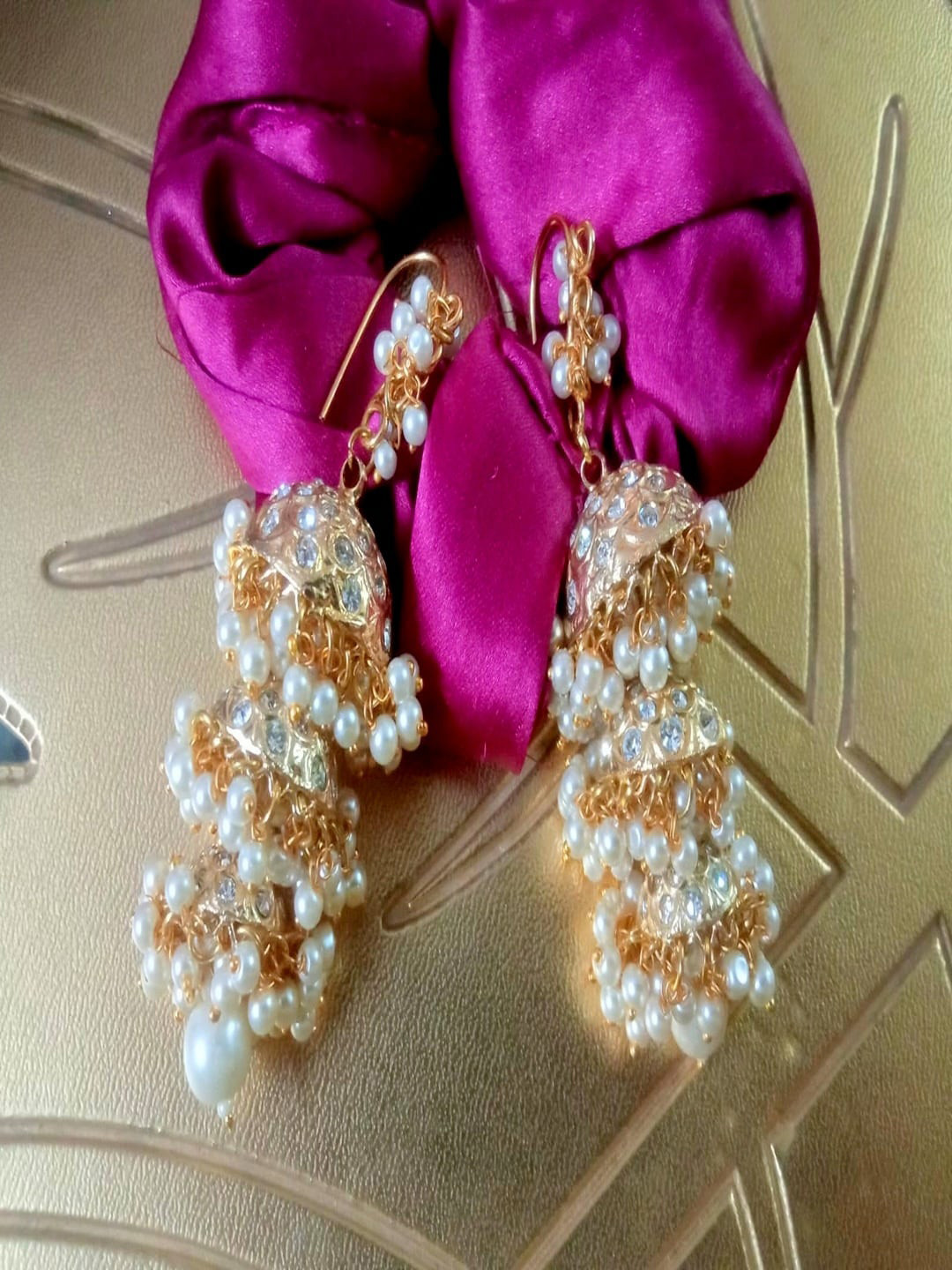Buy Runjhun Gold Plated Classic Jhumkas Earrings - Earrings for Women ...
