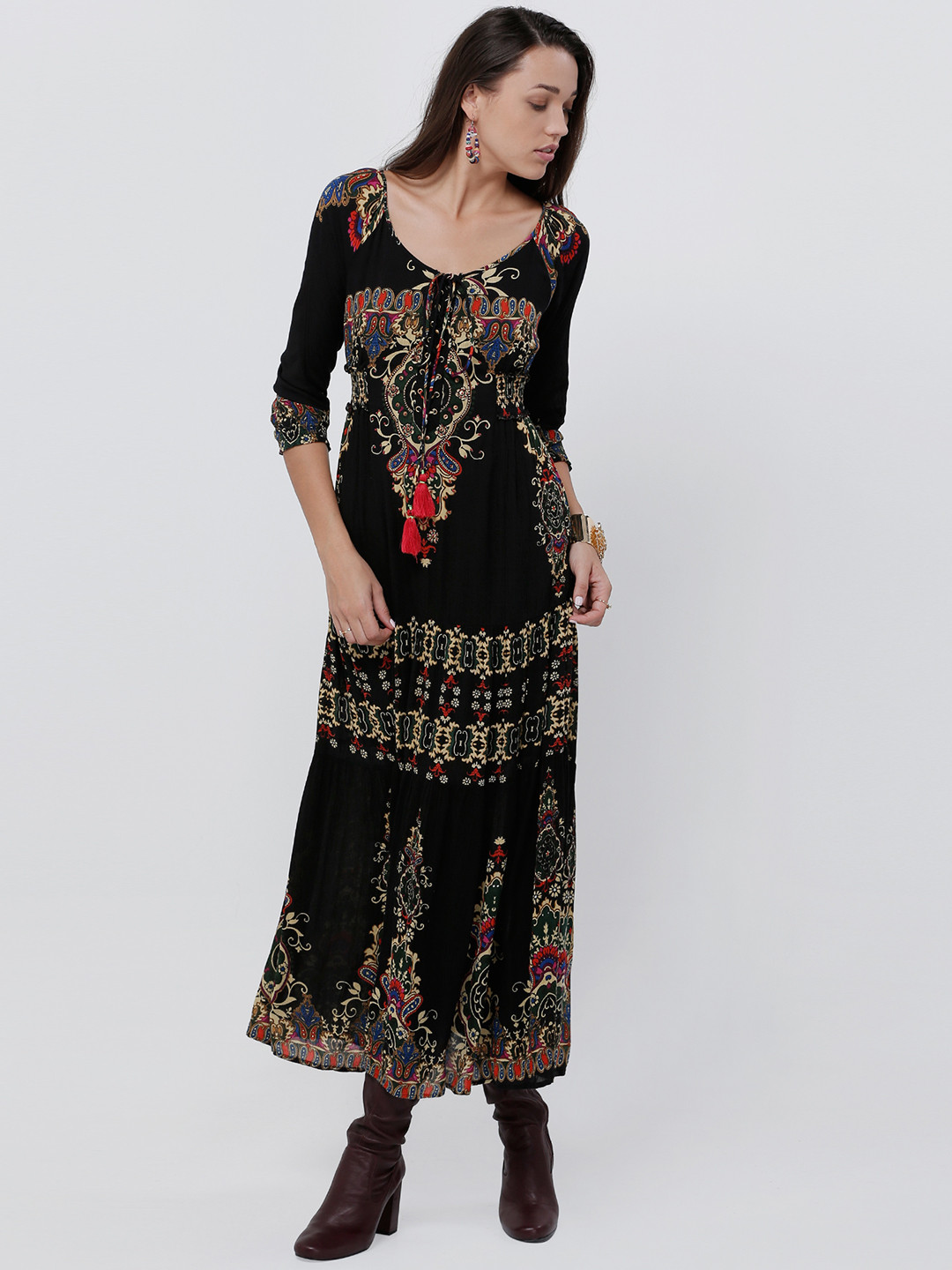 Buy Splash Women Black Printed Maxi Dress - Dresses for Women 2217540 ...