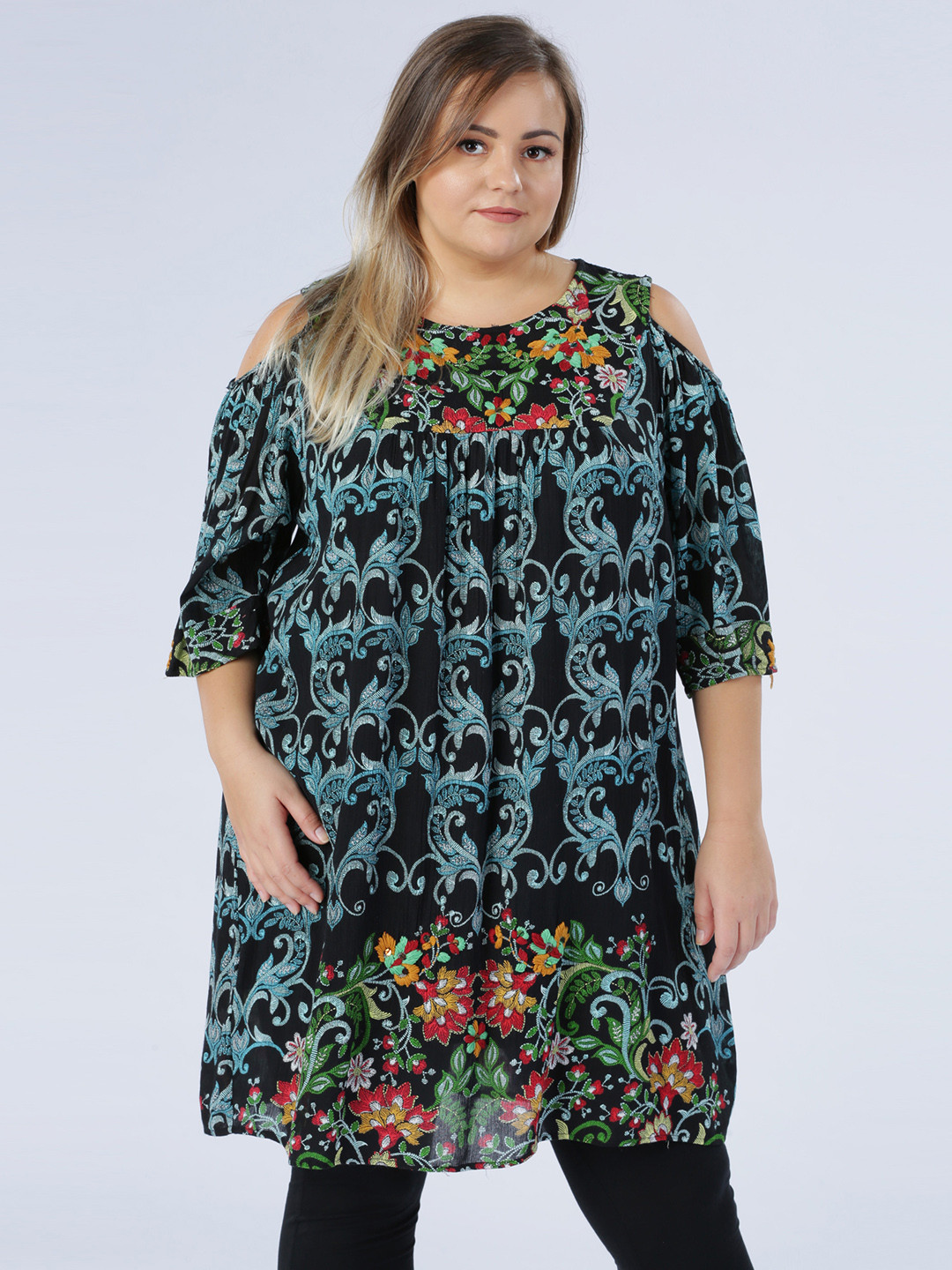 Buy Splash Women Black & Blue Printed A Line Top - Tops for Women ...