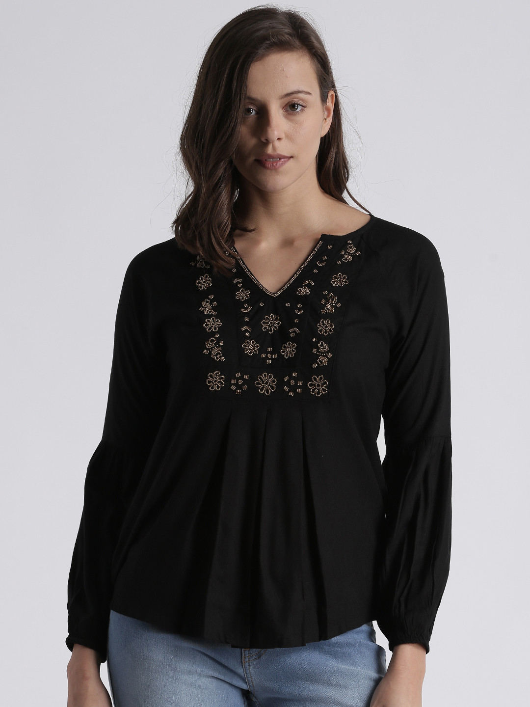 Buy Splash Women Black Self Design Top - Tops for Women 2217755 | Myntra