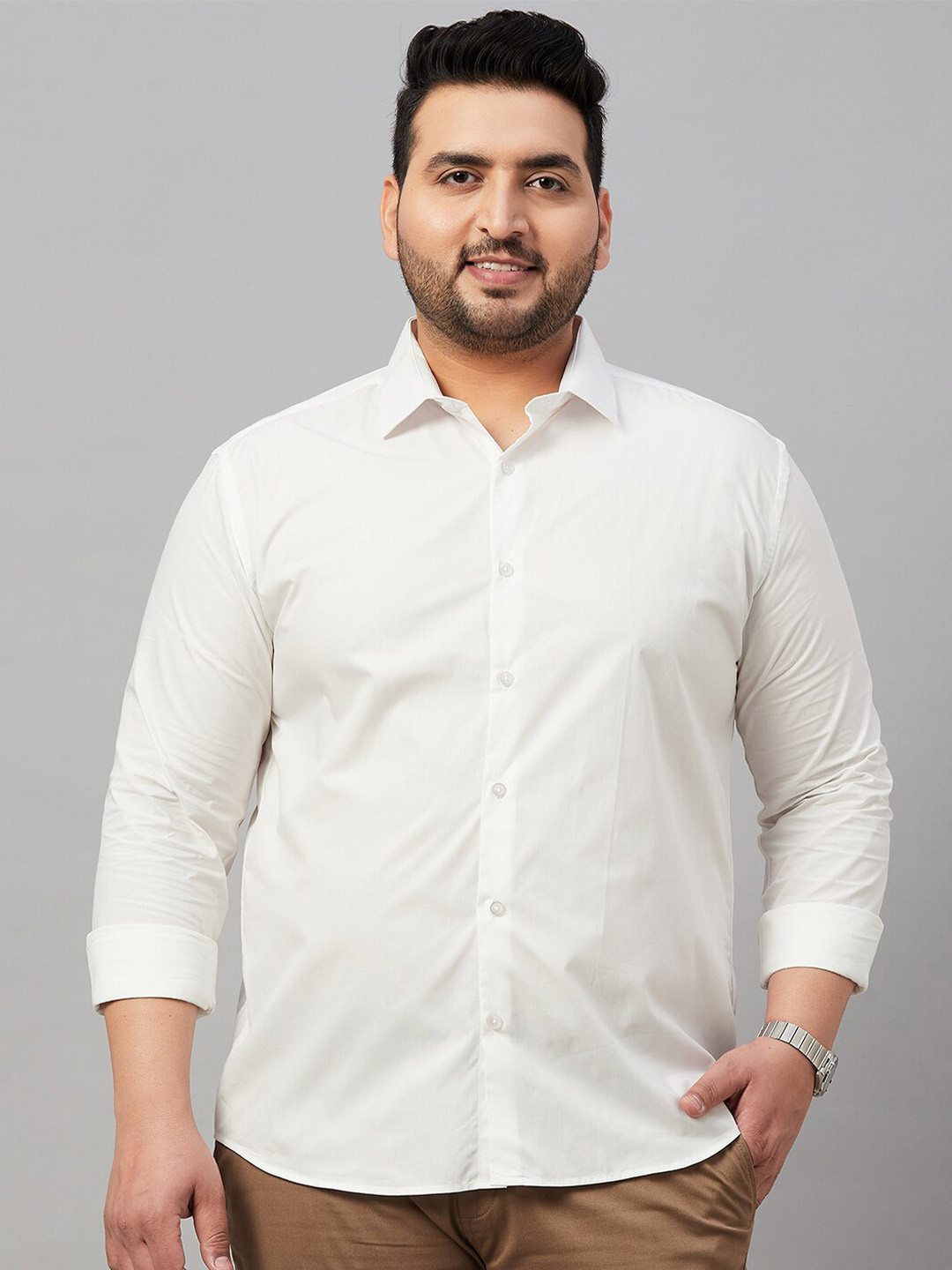 Buy SHOWOFF Plus Men Plus Size Smart Formal Cotton Shirt - Shirts for ...