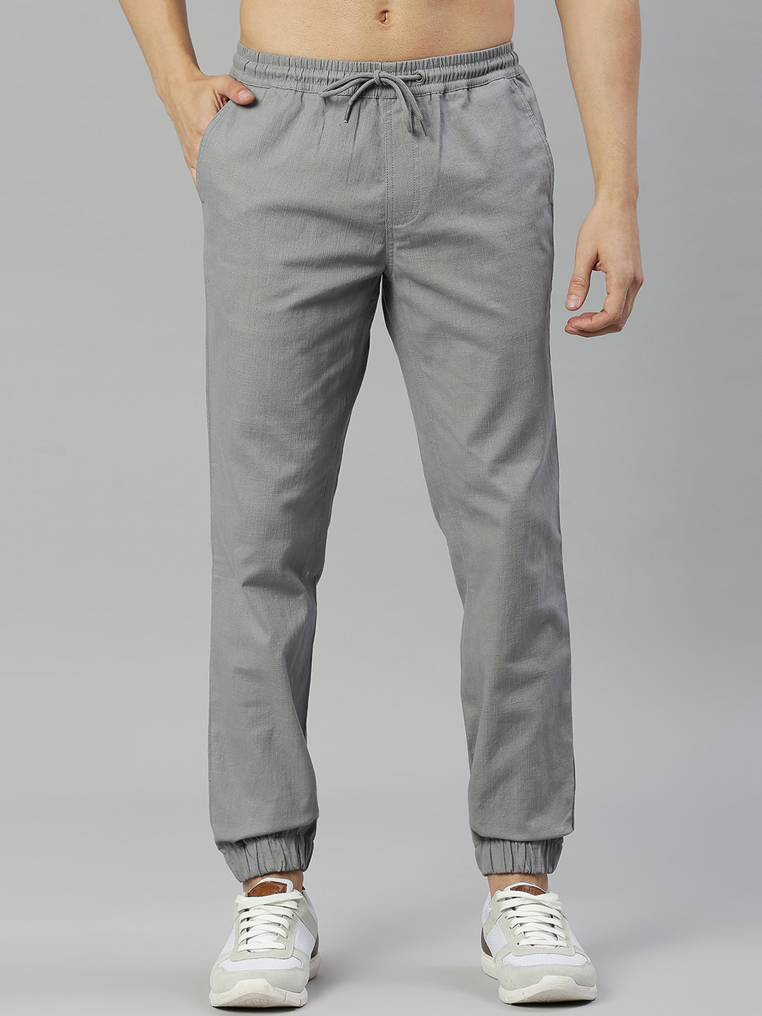 Buy HERE&NOW Men Comfort Slim Fit Mid Rise Easy Wash Joggers - Trousers ...