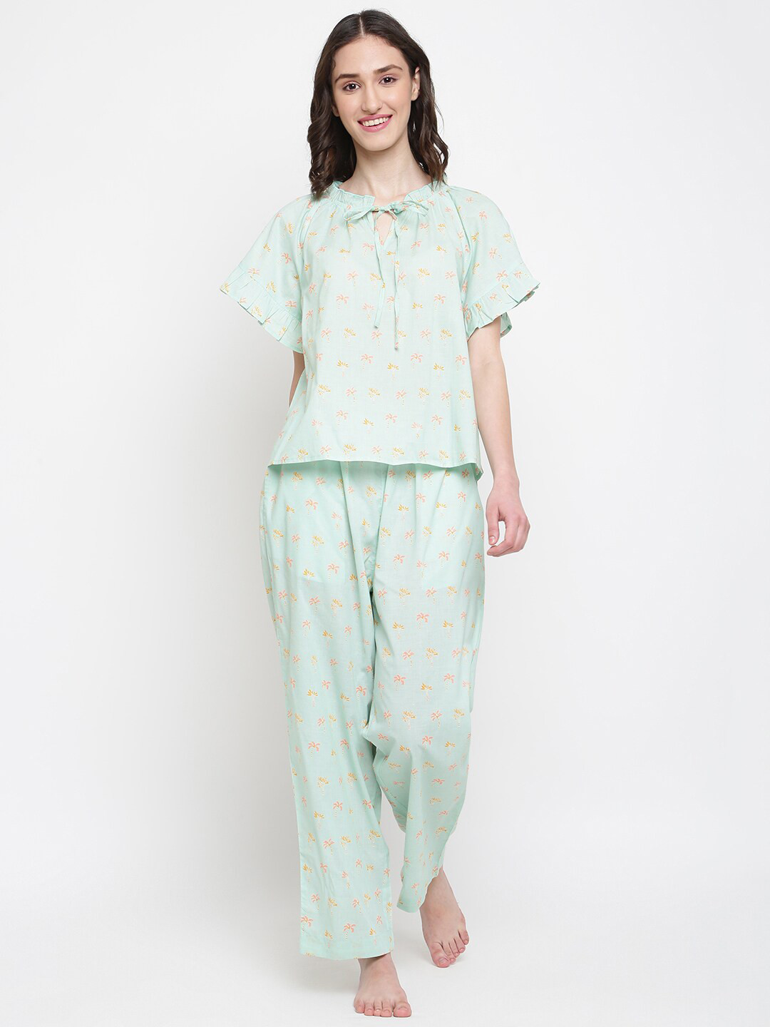 Buy Fabindia Floral Printed Pure Cotton Night Suit - Night Suits for ...