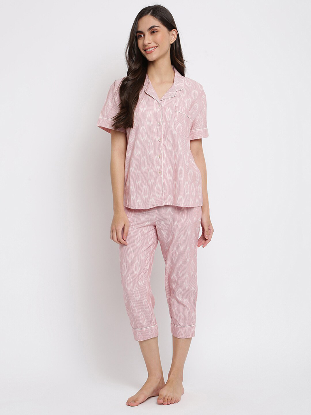 Buy Fabindia Ethnic Motifs Printed Pure Cotton Night Suit - Night Suits ...