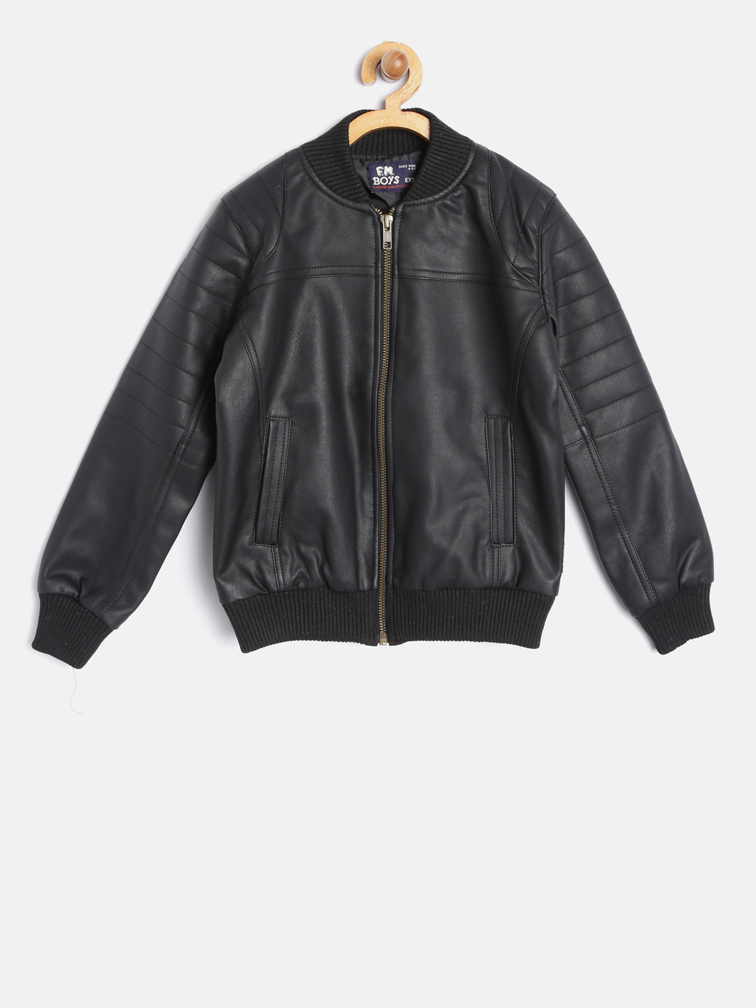 Buy Flying Machine Boys Black Solid Bomber Jacket - Jackets for Boys ...