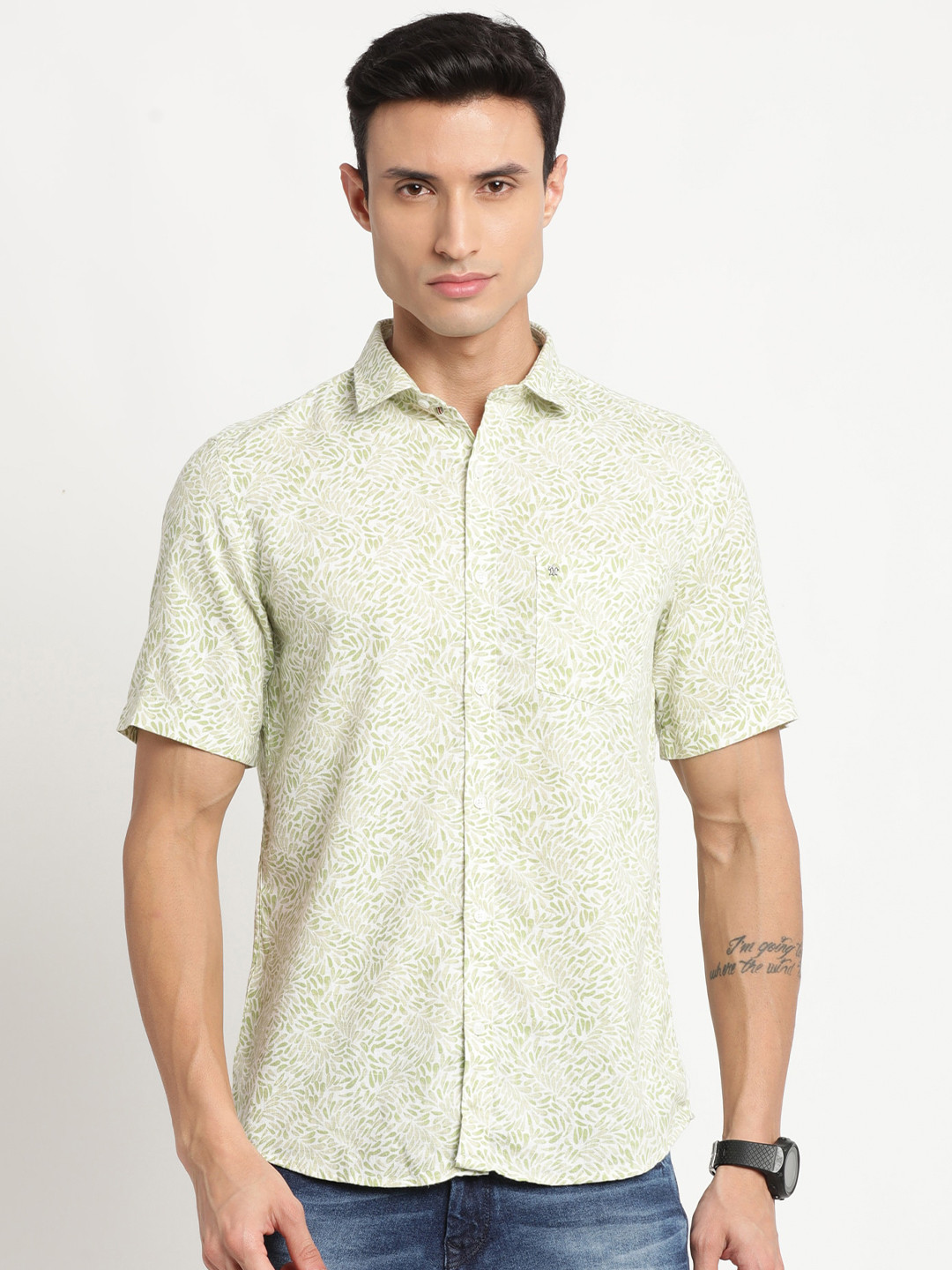 Buy Turtle Relaxed Slim Fit Floral Printed Linen Casual Shirt - Shirts ...