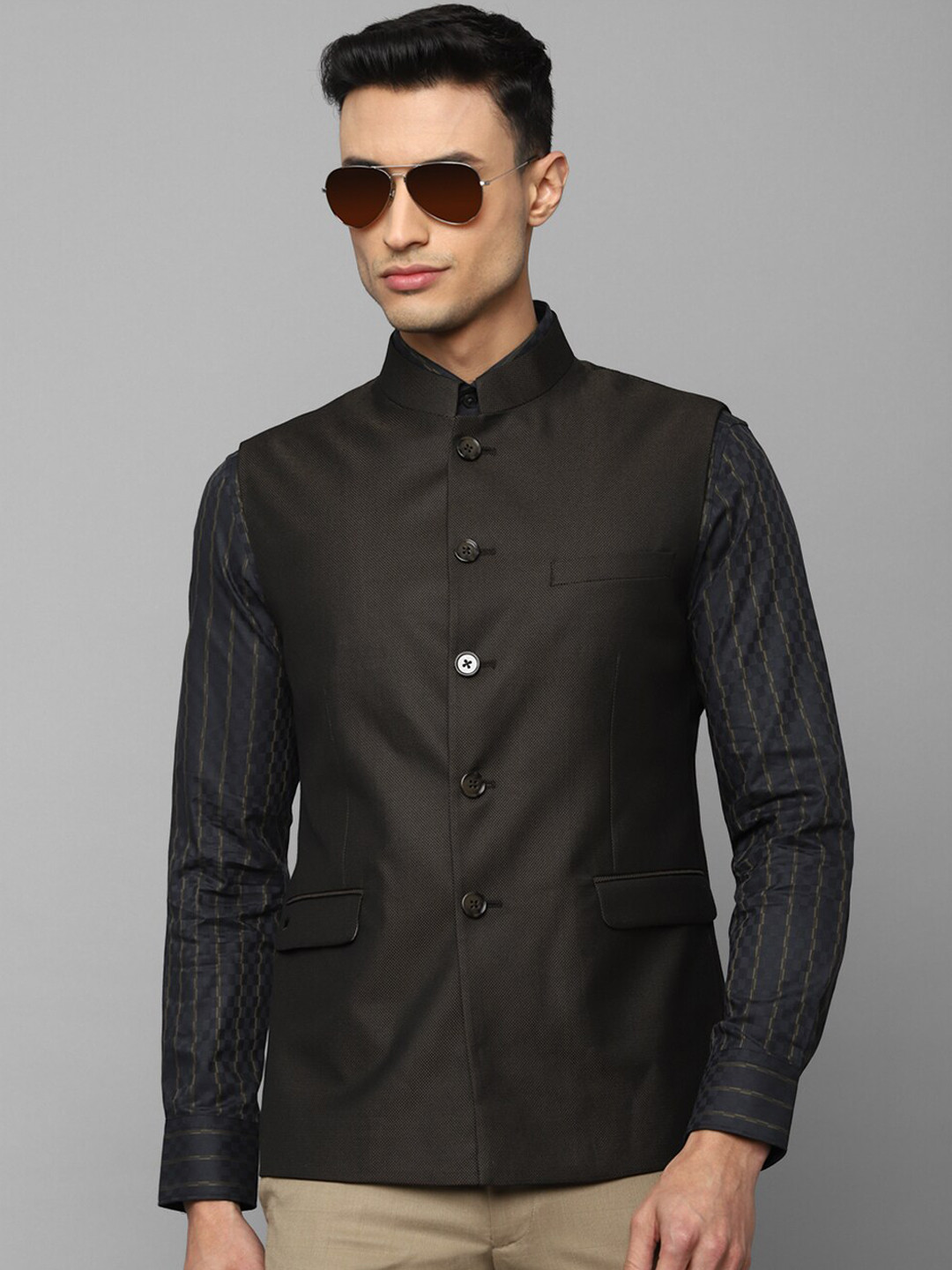 Buy Louis Philippe Men Solid Nehru Jacket - Nehru Jackets for Men ...
