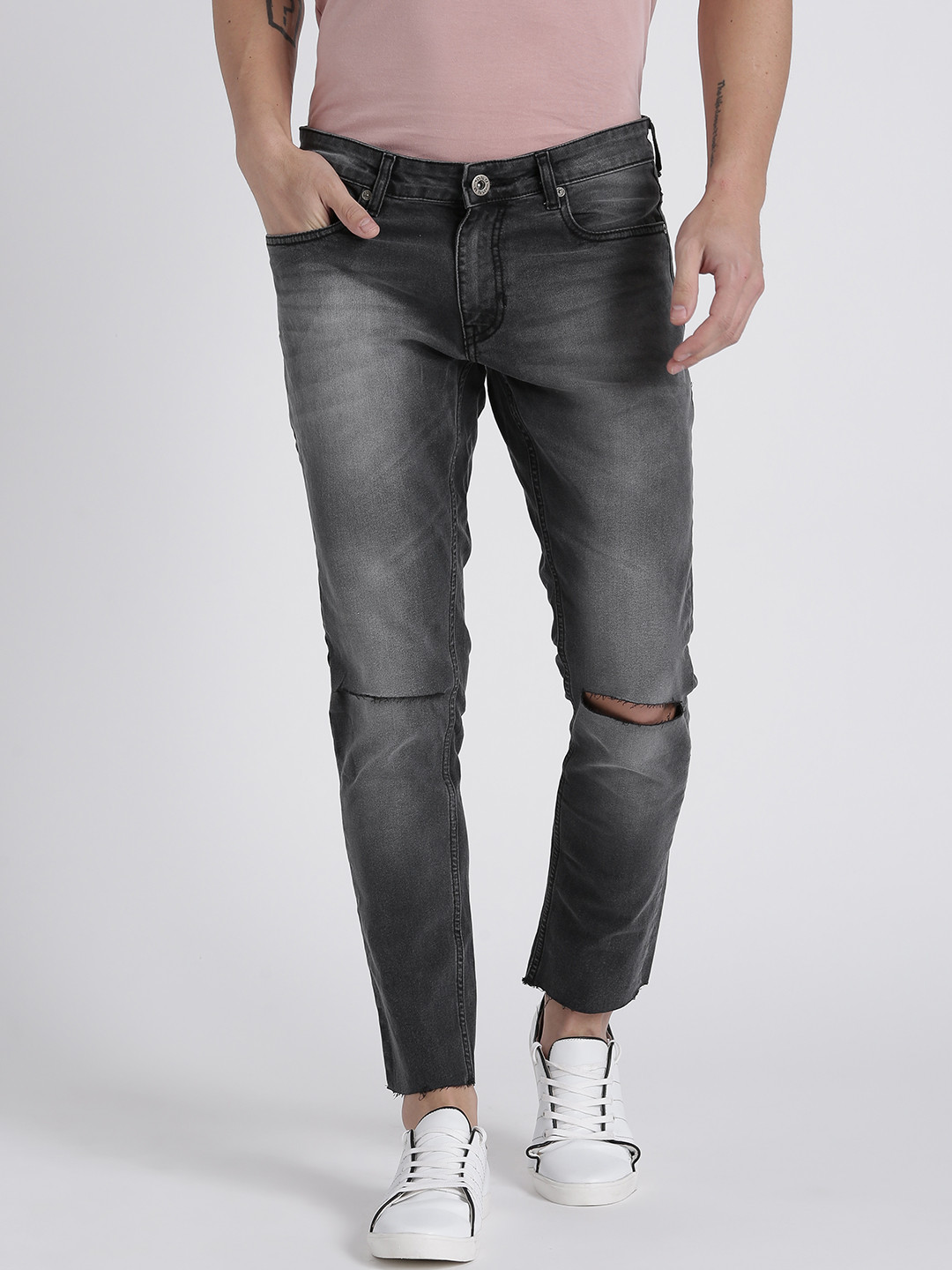 Buy Splash Men Grey Mid Rise Slash Knee Stretchable Jeans - Jeans for ...