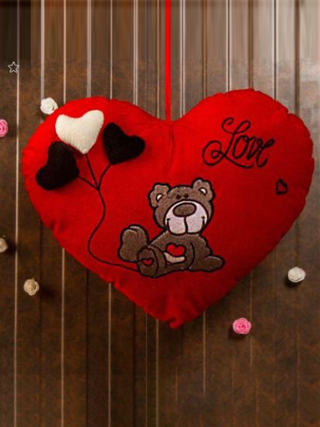 Buy Frantic Red & Black Heart Shaped Soft Stuffed Huggable Non Toxic ...