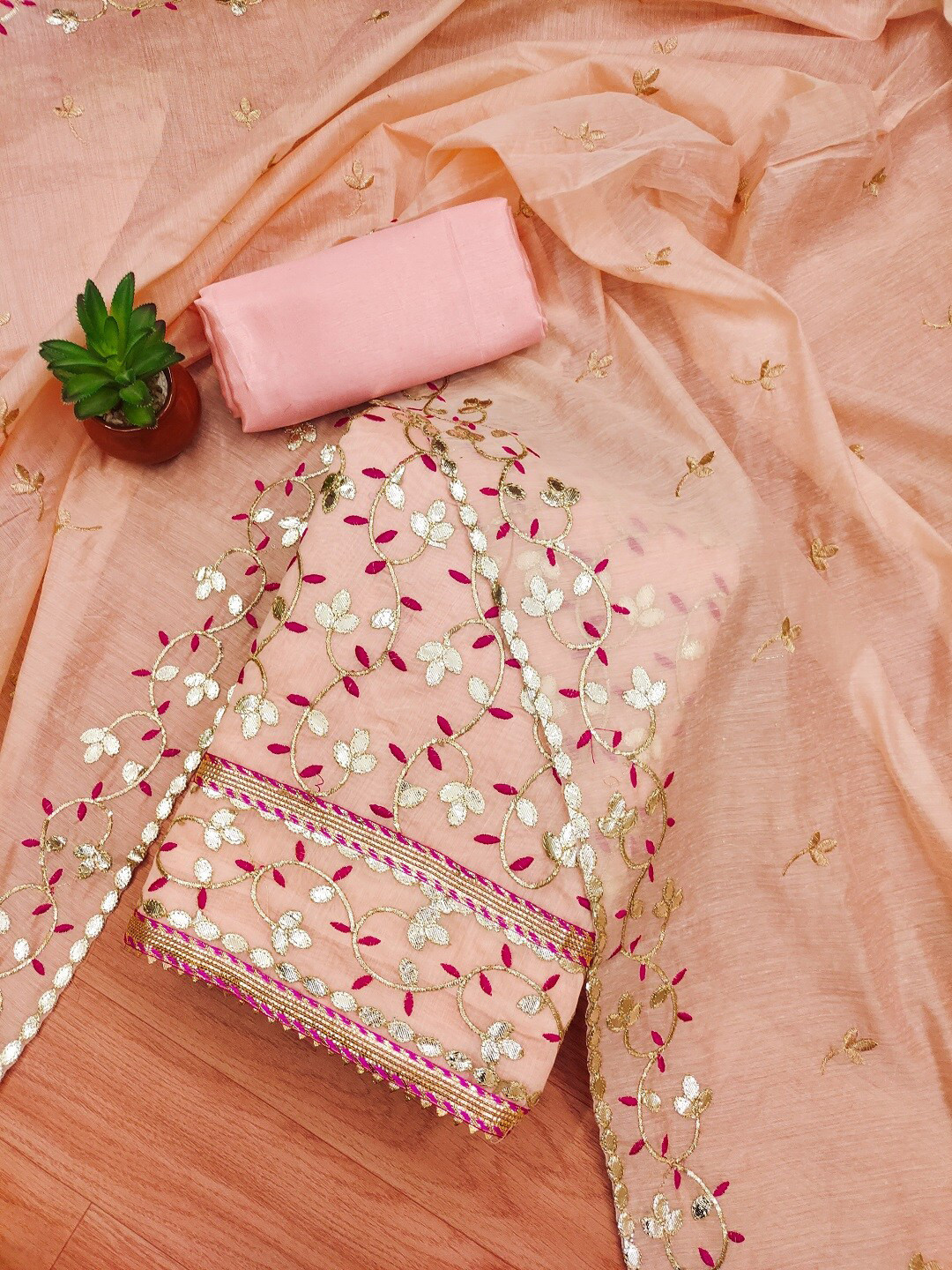 Buy KALINI Embroidered Art Silk Unstitched Dress Material - Dress ...