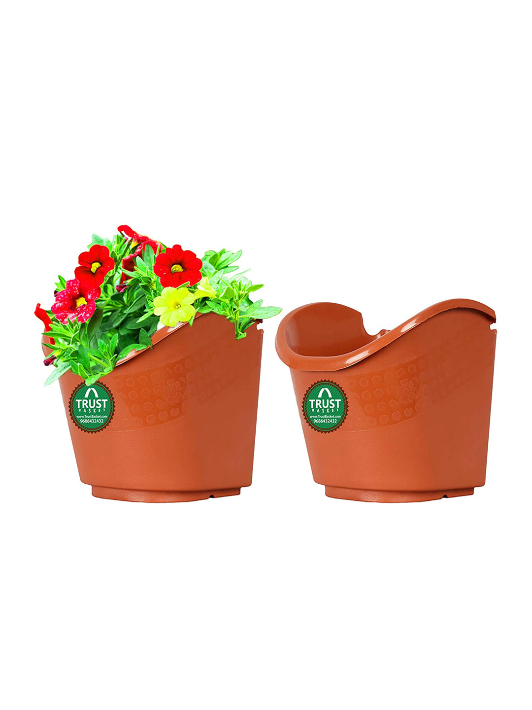 Buy TRUSTBASKET Brown 2 Pcs Vertical Gardening Hanging Planters ...