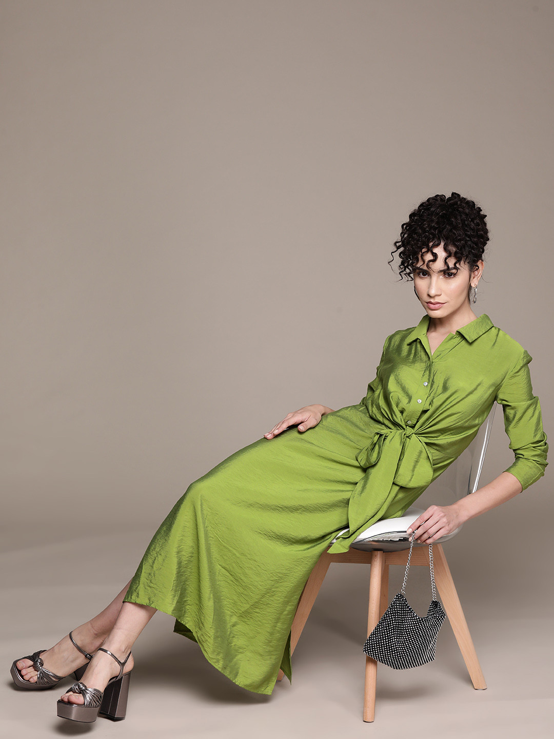 Buy MANGO Belted A Line Maxi Dress - Dresses for Women 22200550 | Myntra