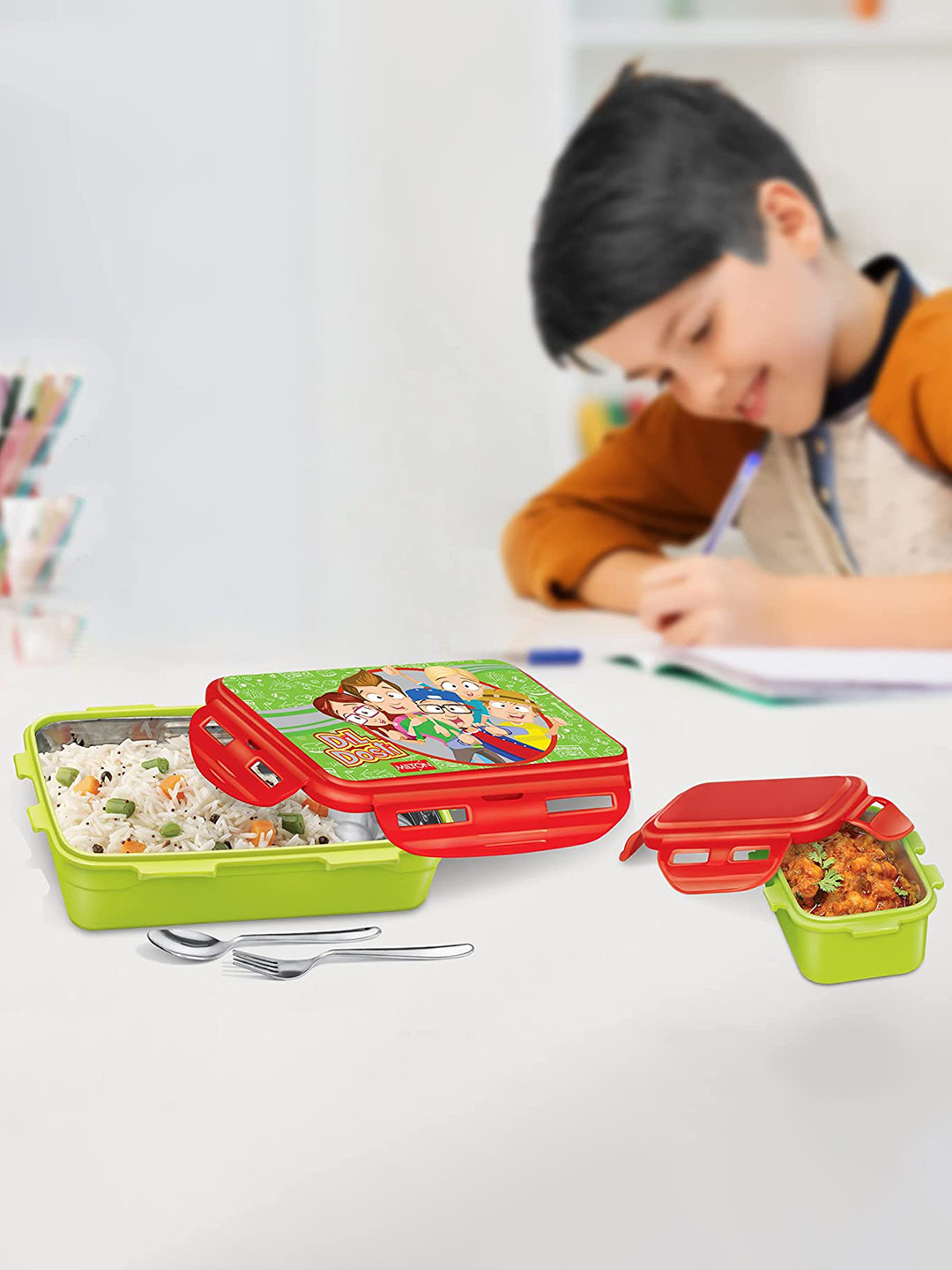 Buy Milton Mini Fun Treat 4 Pcs Green Tiffin Box 650ml With Inner ...