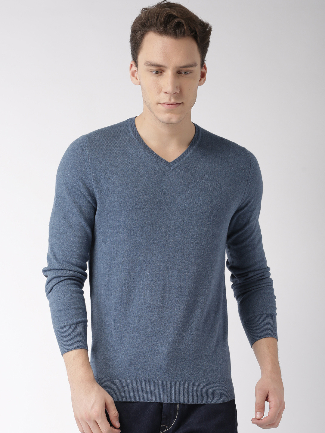Buy Celio Men Blue Solid Pullover - Sweaters for Men 2220238 | Myntra