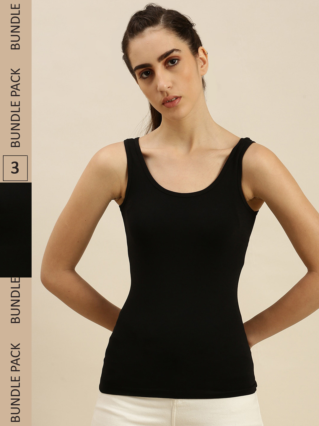 Buy De Moza Women Pack Of 3 Non Padded Cotton Lycra Camisoles - Camisoles for Women 22203962 ...