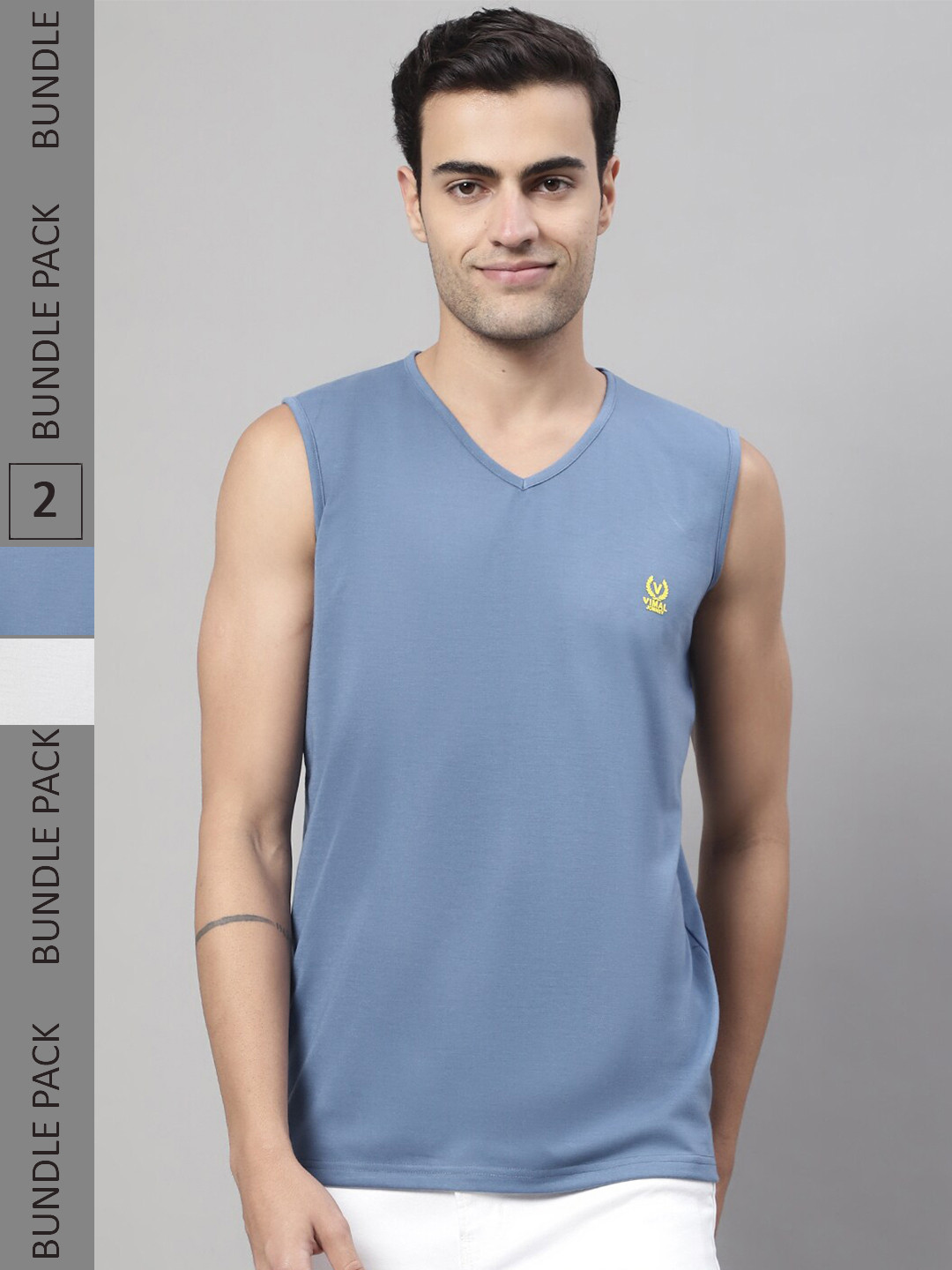 Buy VIMAL JONNEY Pack Of 2 V Neck Cotton T Shirt - Tshirts for Men ...