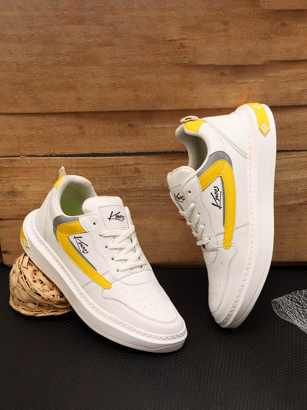 Buy Knoos Men Perforations Lightweight Comfort Insole Basics Sneakers ...