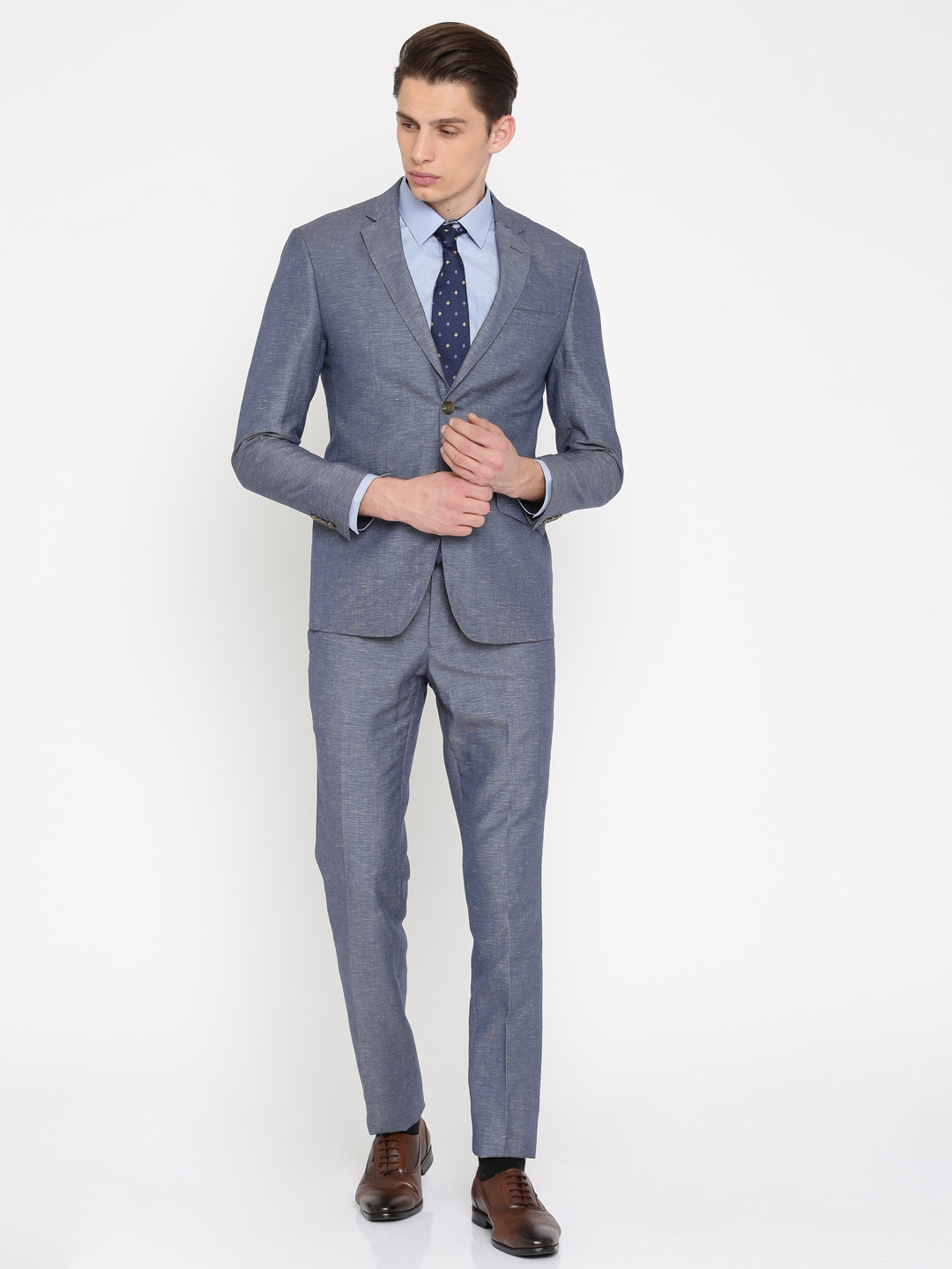 Buy Peter England Blue Neo Slim Fit Single Breasted Suit - Suits for ...