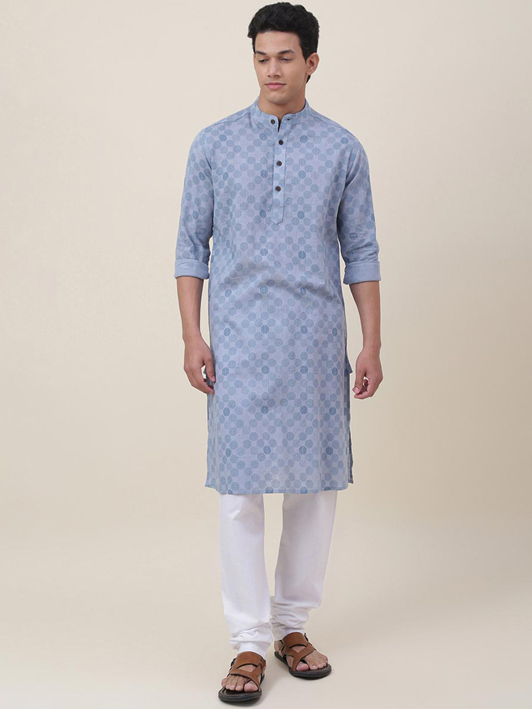 Buy Fabindia Geometric Printed Cotton Kurta - Kurtas for Men 22224598 ...
