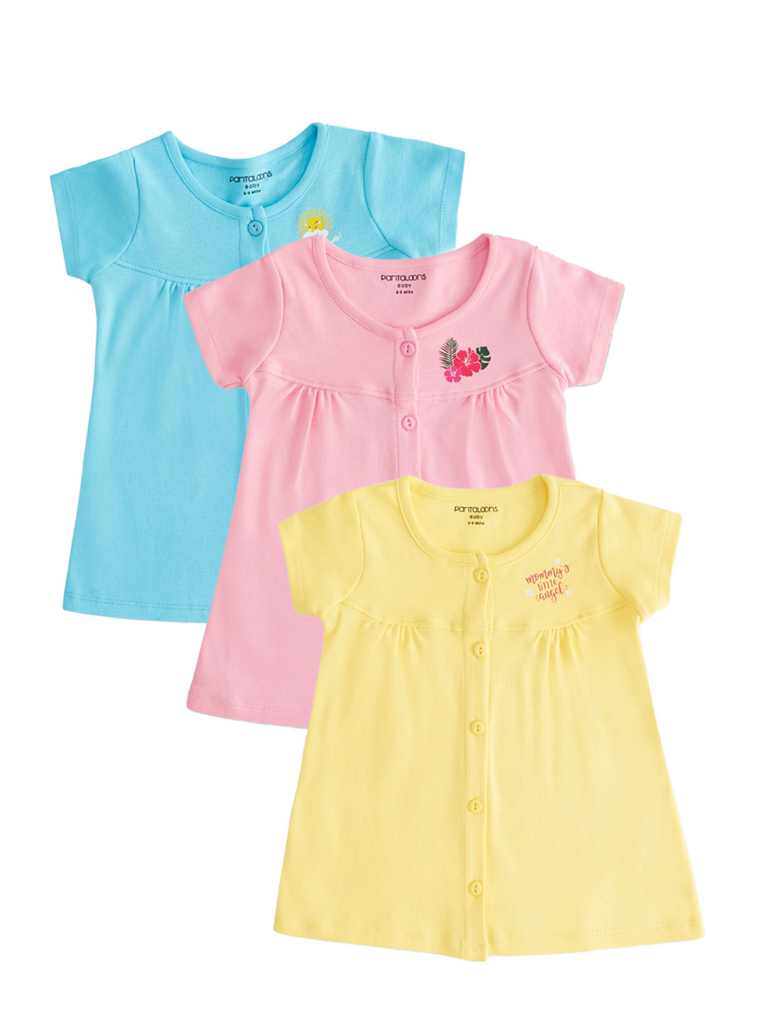 Buy Pantaloons Baby Infants Girls Pack Of 3 Cotton A Line Dress ...