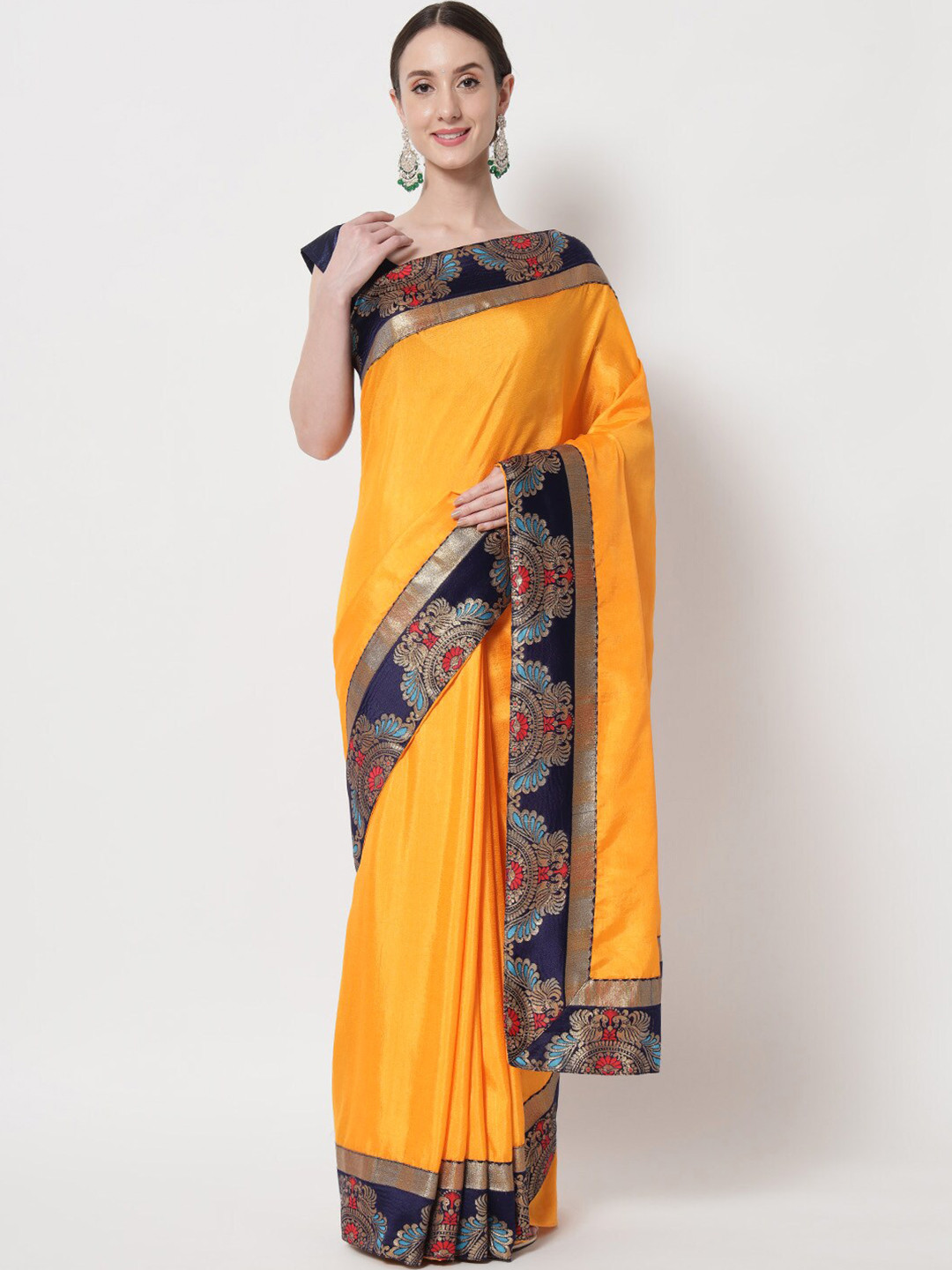 Buy B4ME.COM Zari Silk Cotton Mysore Silk Saree With Woven Border ...