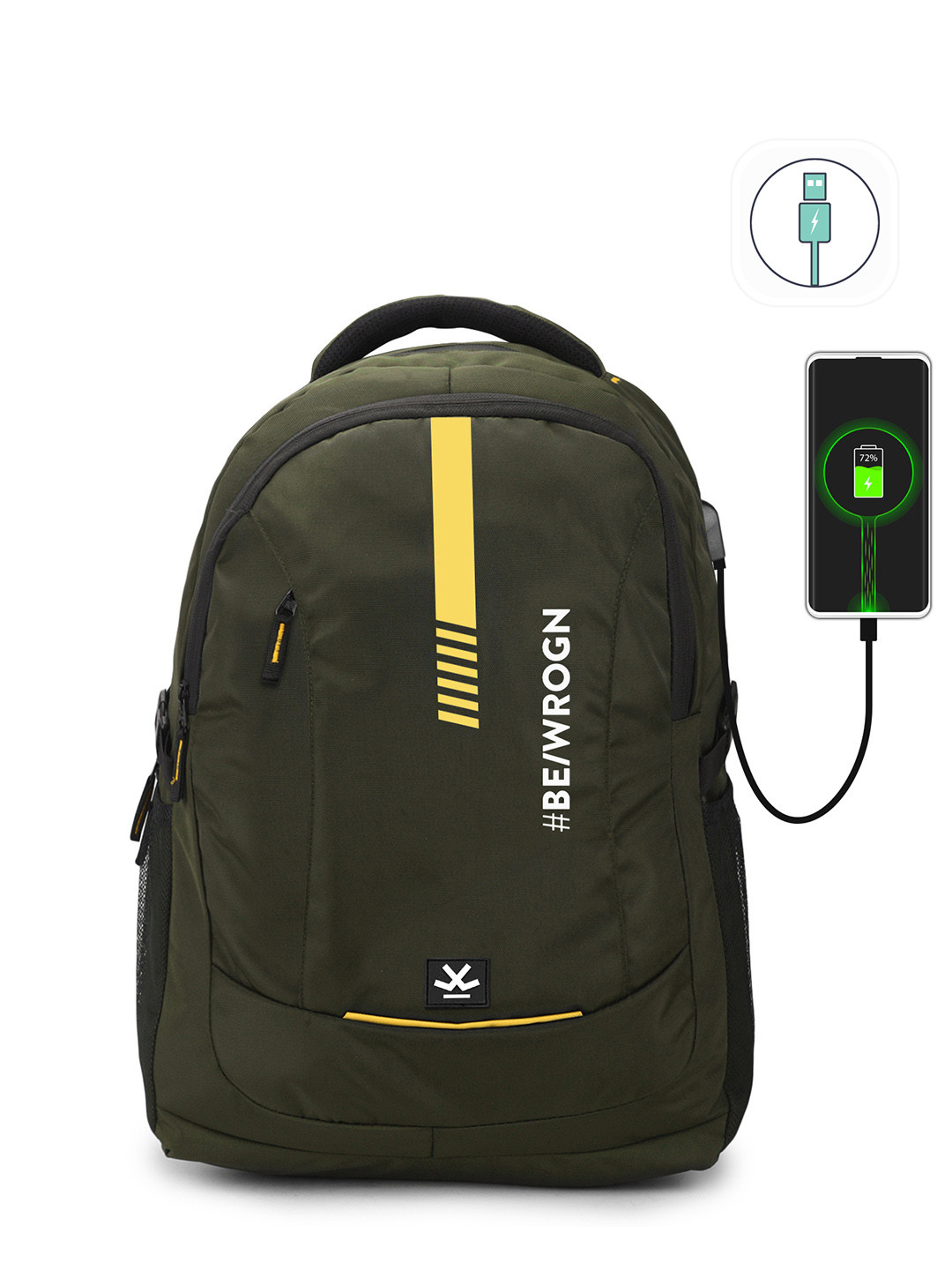 Buy WROGN ECHO 2.0 Ergonomic Water Resistant Backpack With USB Charging Port & Rain Cover ...