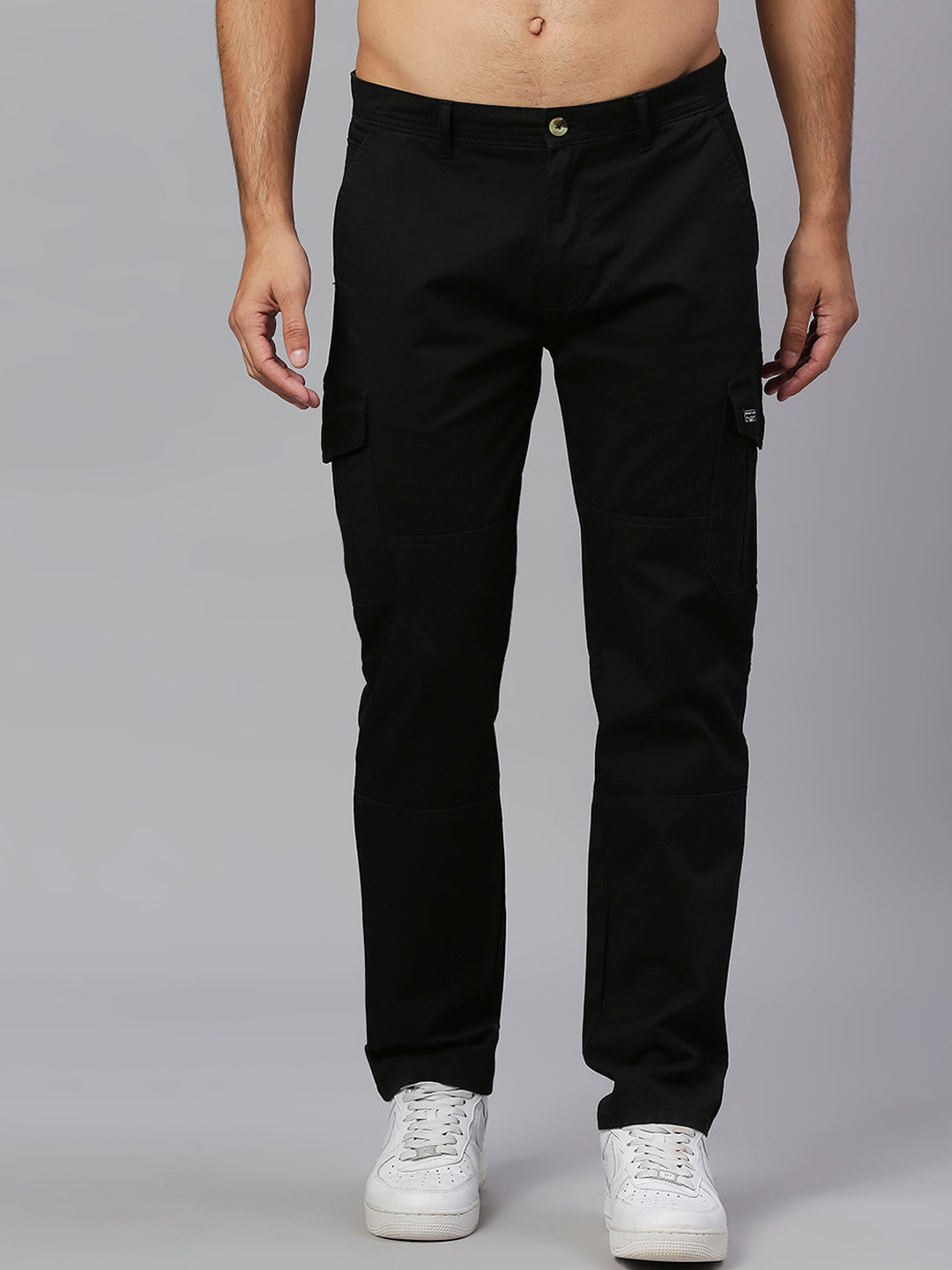 Buy Thomas Scott Men Mid Rise Smart Slim Fit Easy Wash Cargos Trousers ...