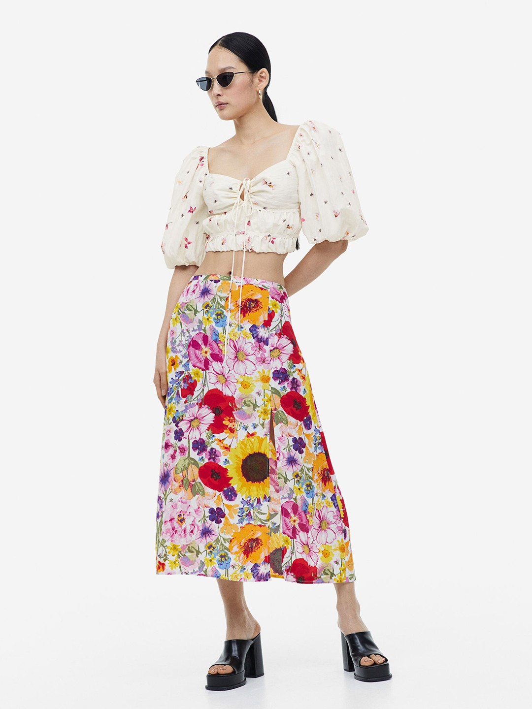 Buy Handm Woman Puff Sleeved Cropped Top Tops For Women 22235834 Myntra