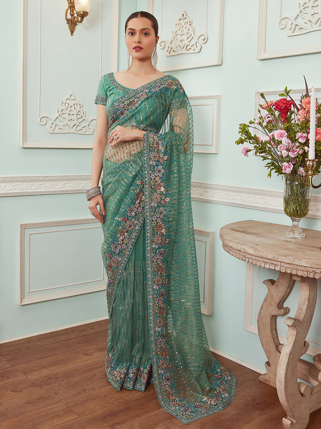 Buy Soch Embellished Sequined Net Saree - Sarees for Women 22240132 ...