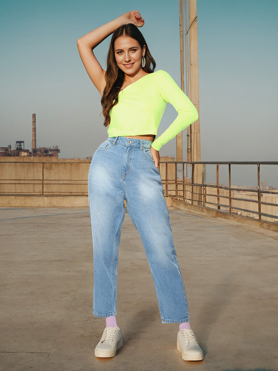 Buy Flying Machine Women Mom Fit Mid Rise Light Fade Cotton Jeans ...