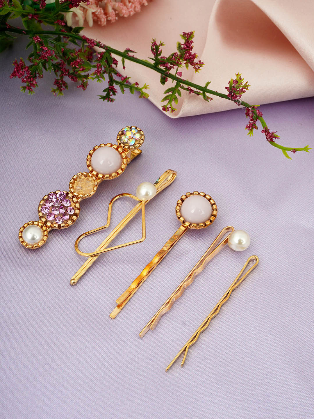 Buy Ferosh Women Set Of 5 Embellished Bobby Pins - Hair Accessory for ...
