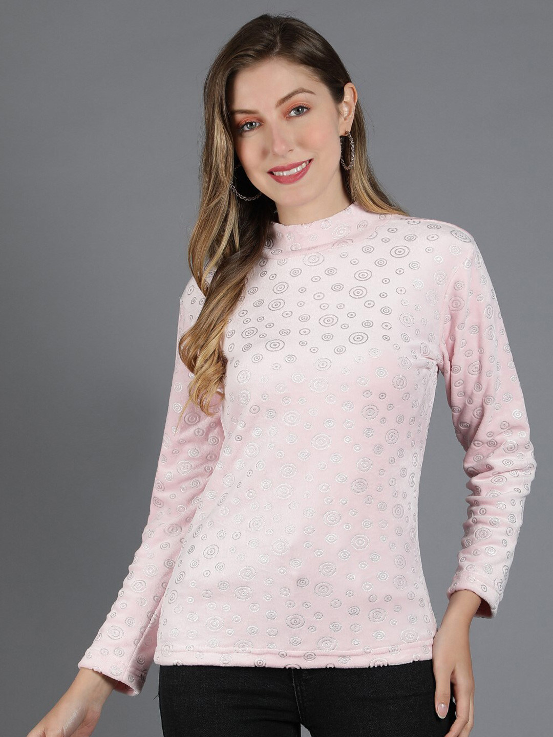 Buy Sonex Gold Geometric Self Design High Neck Regular Top - Tops for ...