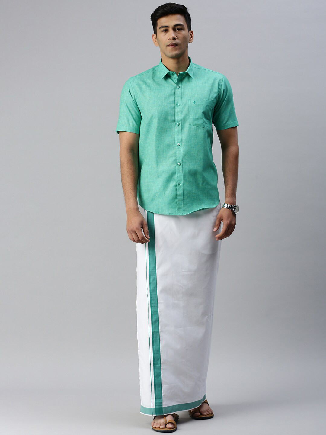 Buy Ramraj Men Pure Cotton Shirt & Veshti - Clothing Set for Men ...
