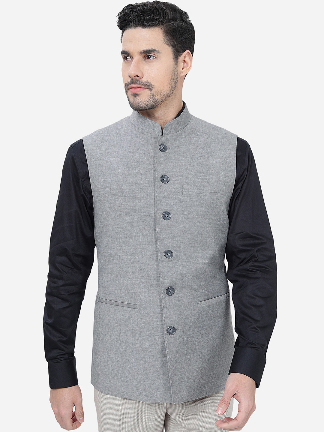 Buy MODI JACKET Mandarin Collar Sleeveless Nehru Jacket - Nehru Jackets ...