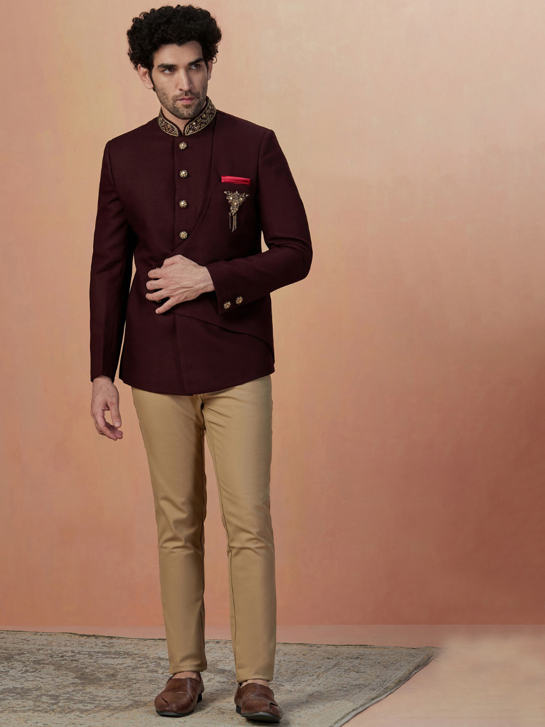 Buy Manyavar Men Traditional Indo Western Sherwani Set - Sherwani for ...