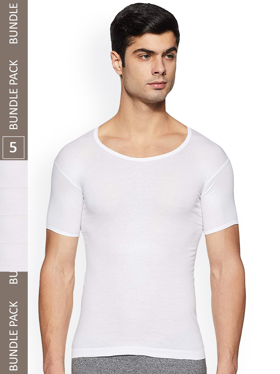 Buy JON Men Pack Of 5 Pure Cotton Innerwear Vests - Innerwear Vests for ...