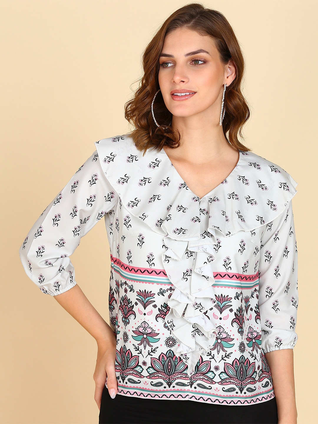 Buy Znx Clothing Floral Print Crepe Top Tops For Women 22273566 Myntra